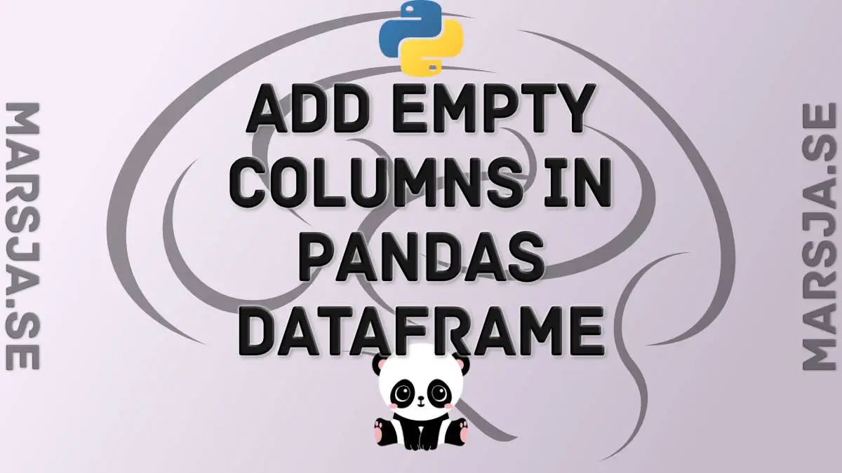 How To Add Empty Columns To Dataframe With Pandas Erik Marsja